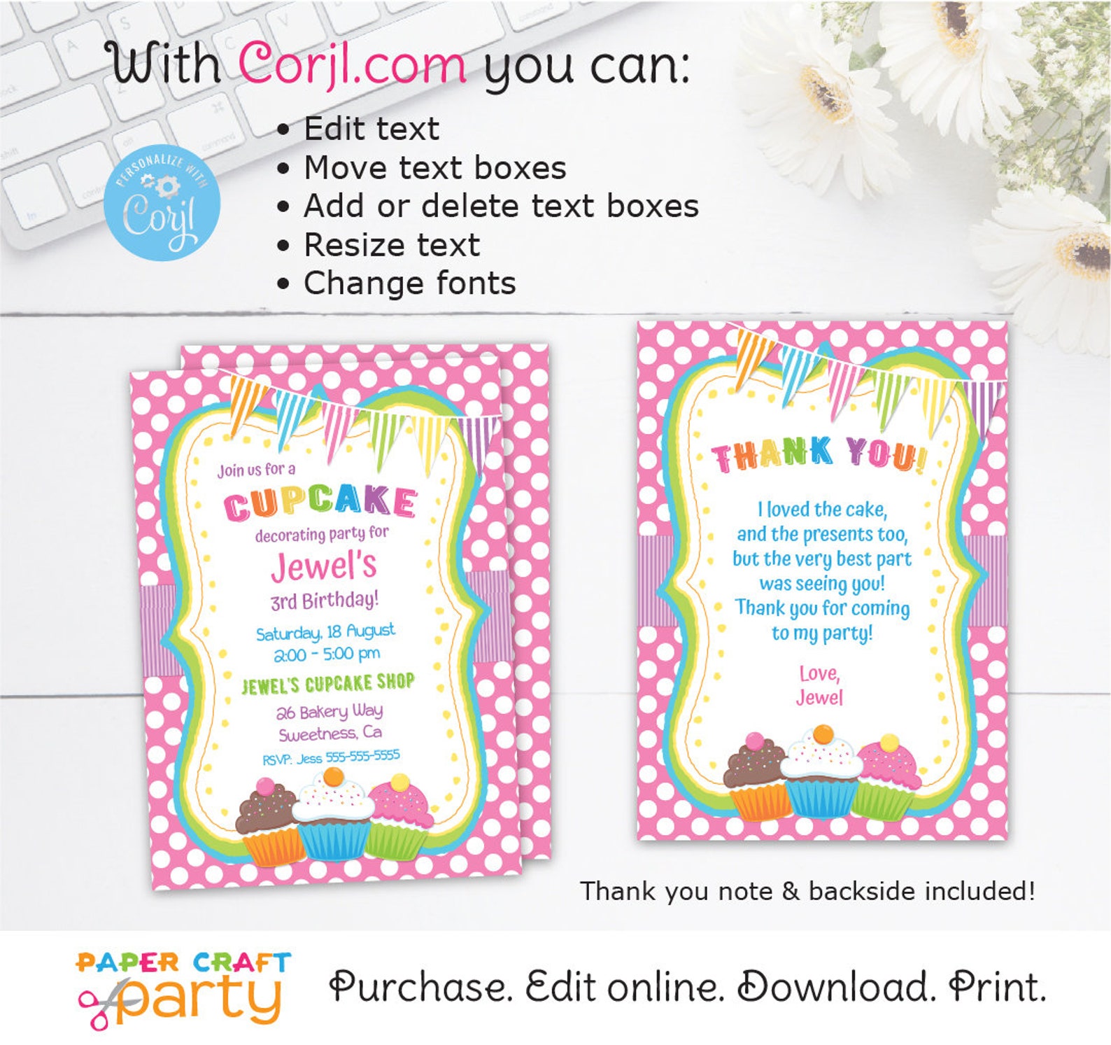 Cupcake Invitation Printable Cupcake Invite Baking Party | Etsy