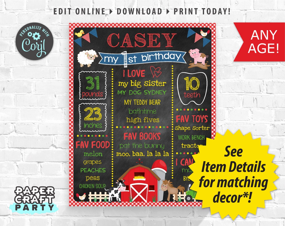 Farm Printable Party Kit Includes Invites and Decorations in - Etsy