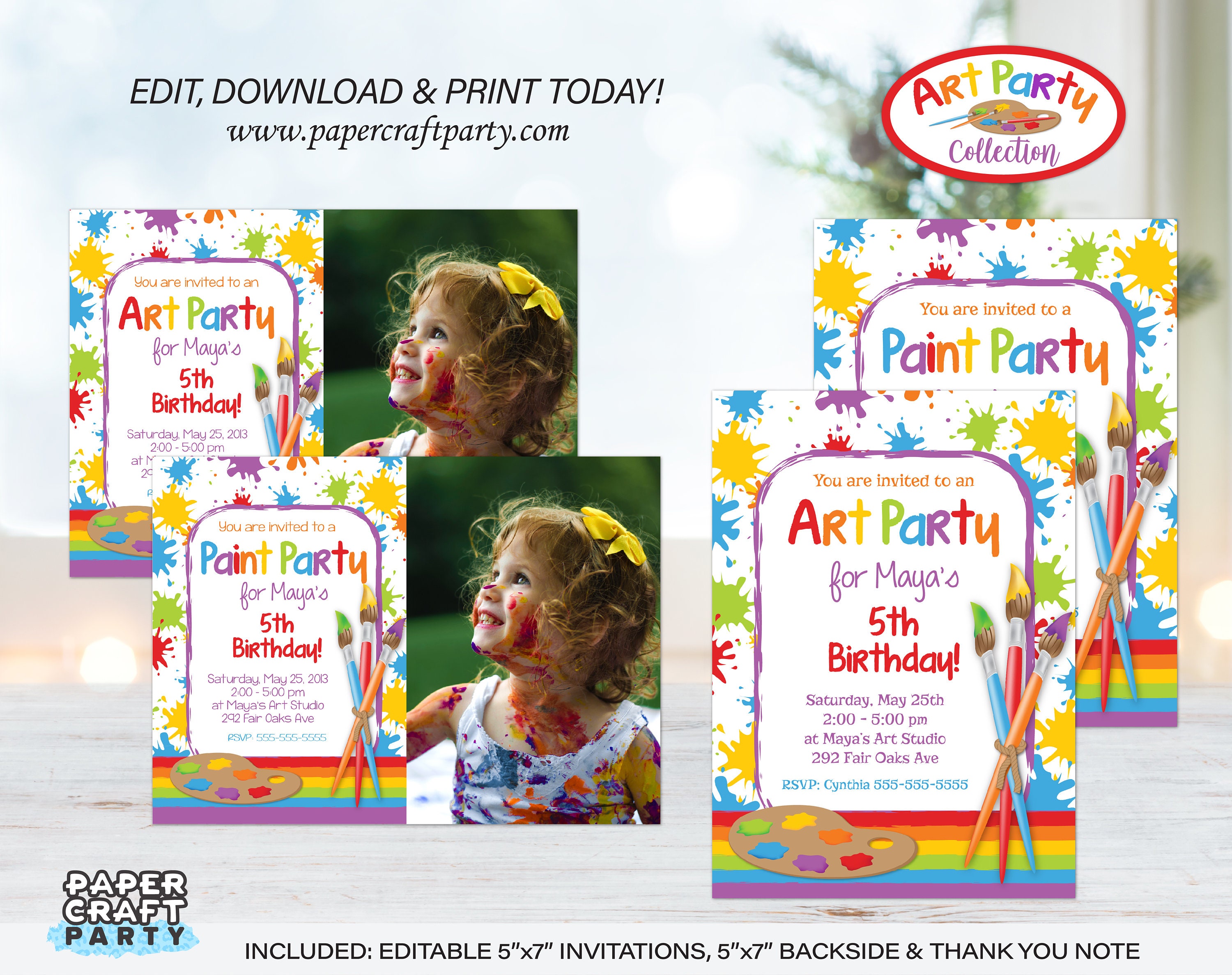 Art Paint Party Printable Party Kit Includes Invites and Decorations ...