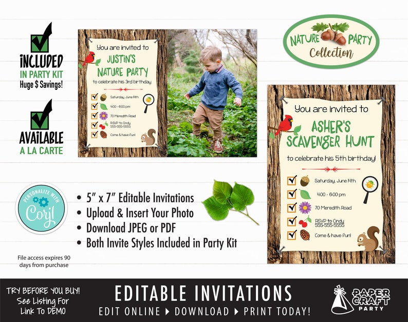 Scavenger Hunt Printable Party With Invite Editable Scavenger - Etsy