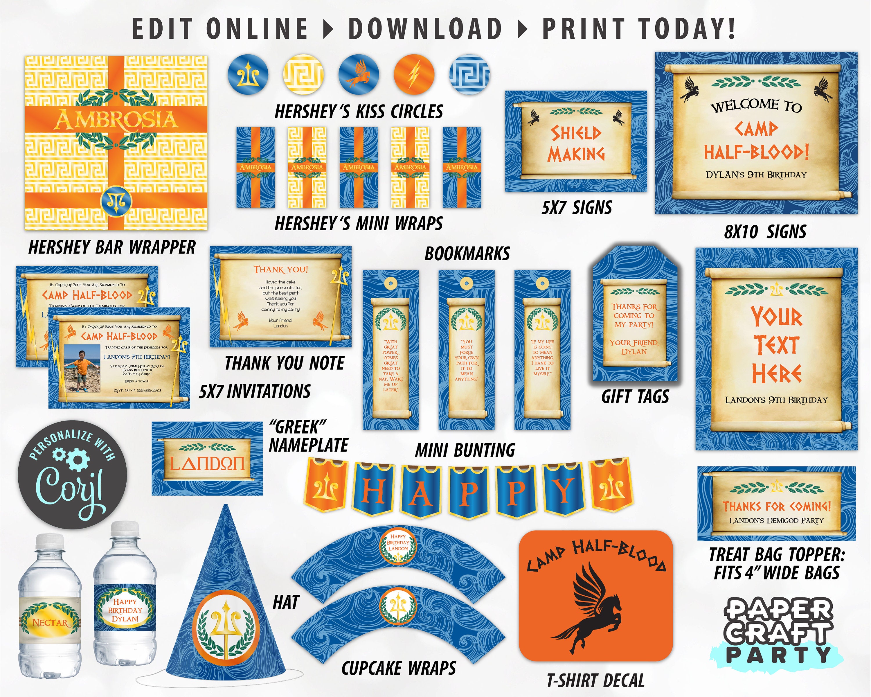 Printable Demigod Invite & Decorations, Demigod Party Kit, Demigod ...