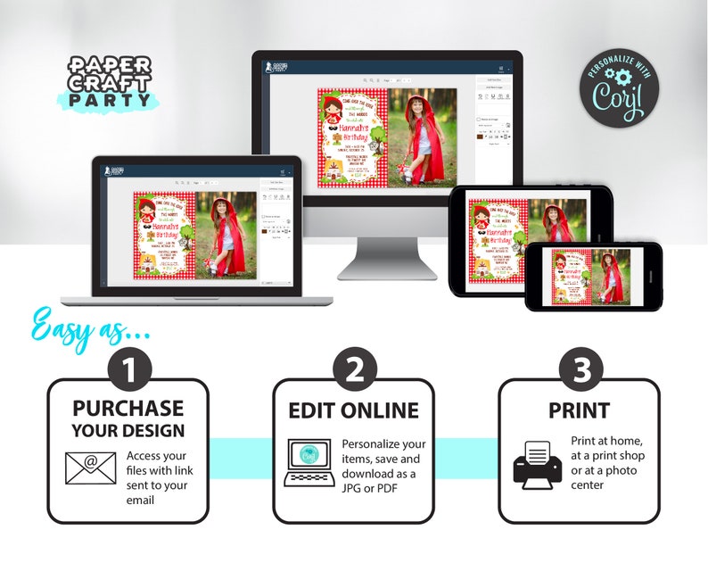 Little Red Riding Hood Printable PHOTO Invitation Thank You - Etsy