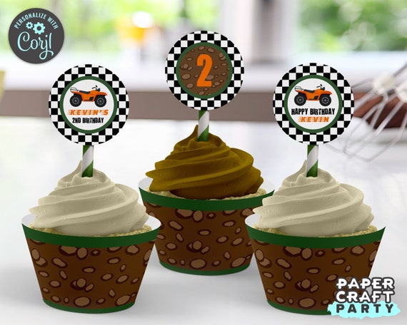 ATV Printable Cupcake Toppers & Wrappers Quad 4-Wheeler | Etsy