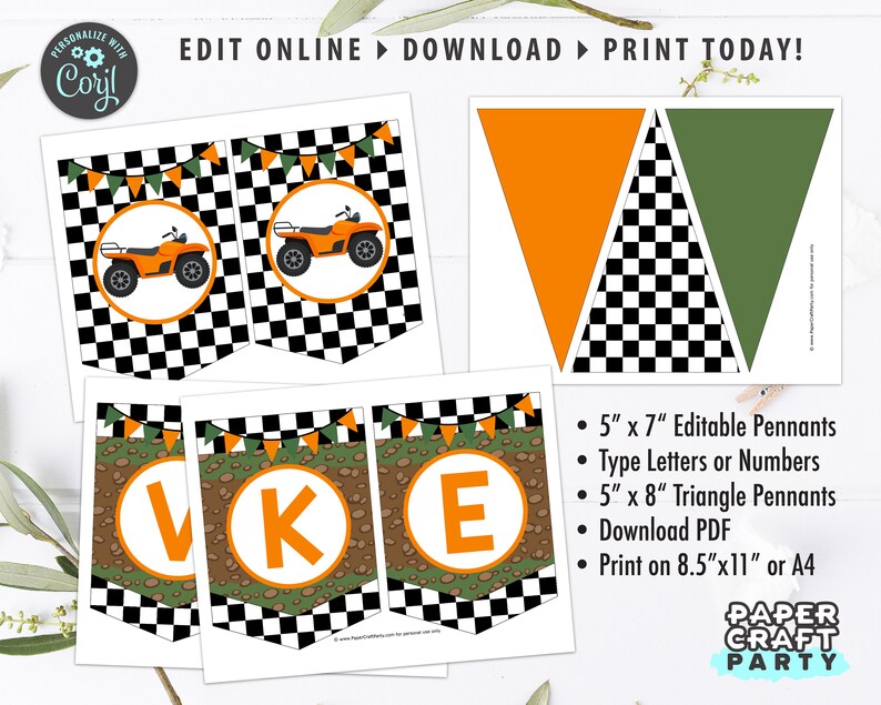 ATV Party Printable Birthday Banner Edit Online Download | Etsy