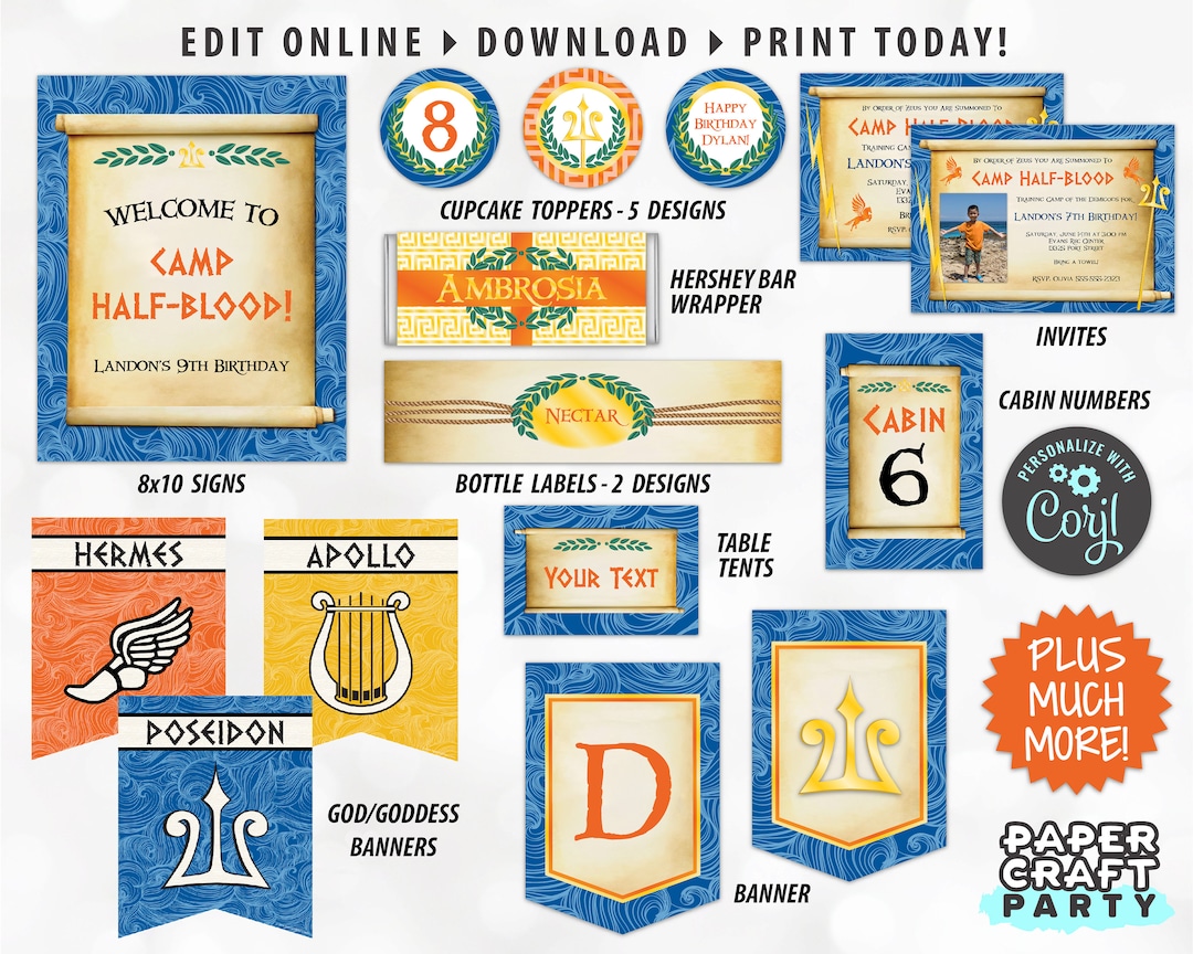 Printable Demigod Invite & Decorations, Demigod Party Kit, Demigod ...