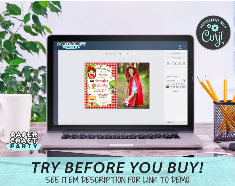 Little Red Riding Hood Printable PHOTO Invitation Thank You - Etsy