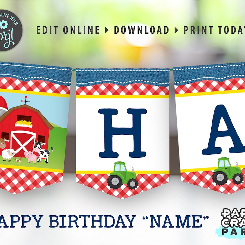 Farm Birthday Banner - Etsy