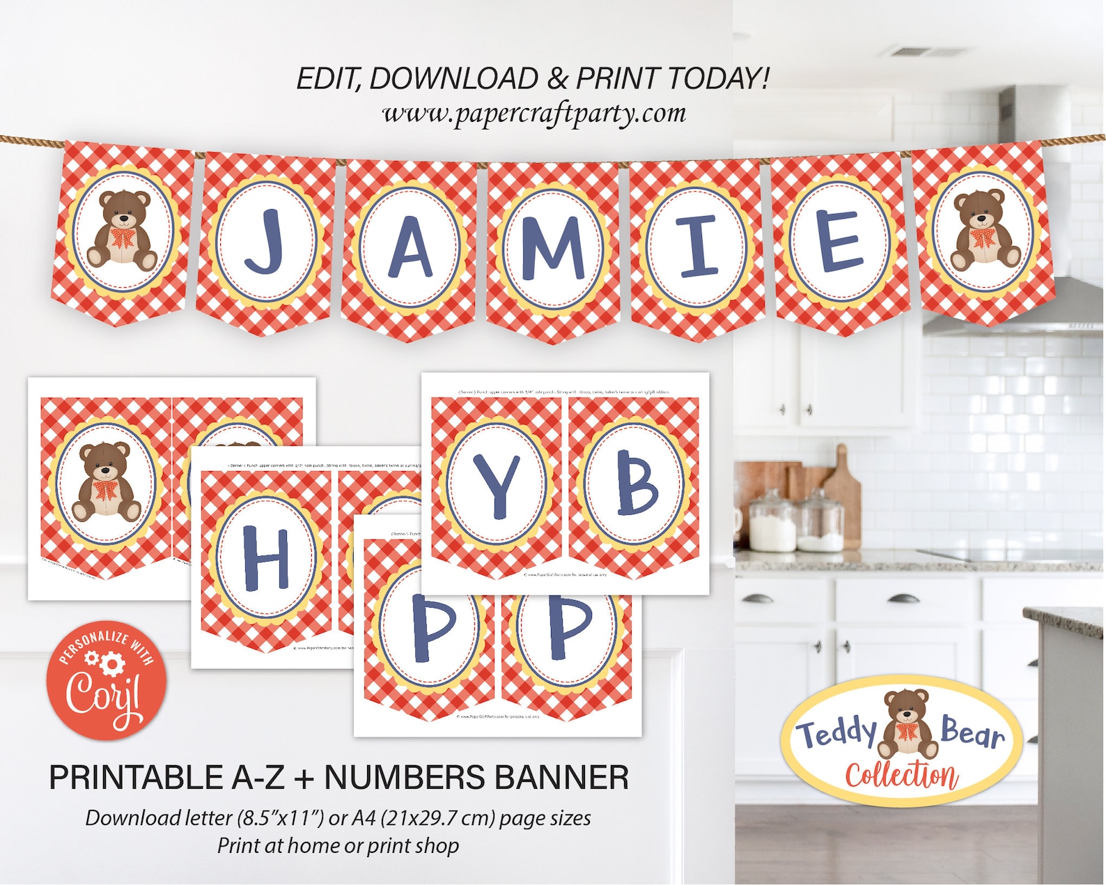 Teddy Bear Picnic Banner Printable Party Birthday Banner in - Etsy