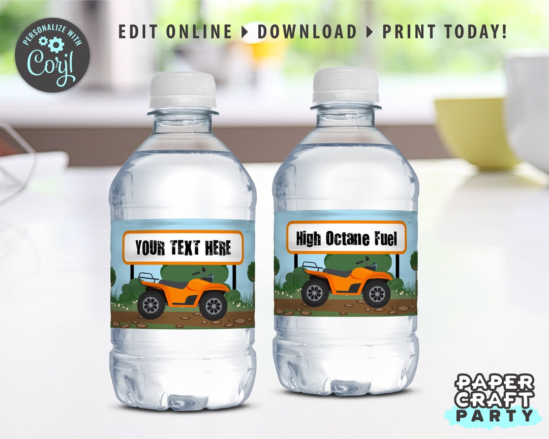 ATV Party Printable Bottle Labels, Edit Online + Download Today With ...