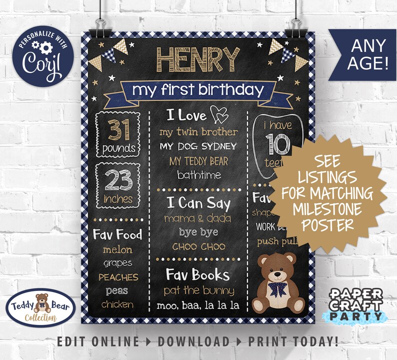 Teddy Bear Picnic Food Tents Printable Buffet Labels Edit | Etsy