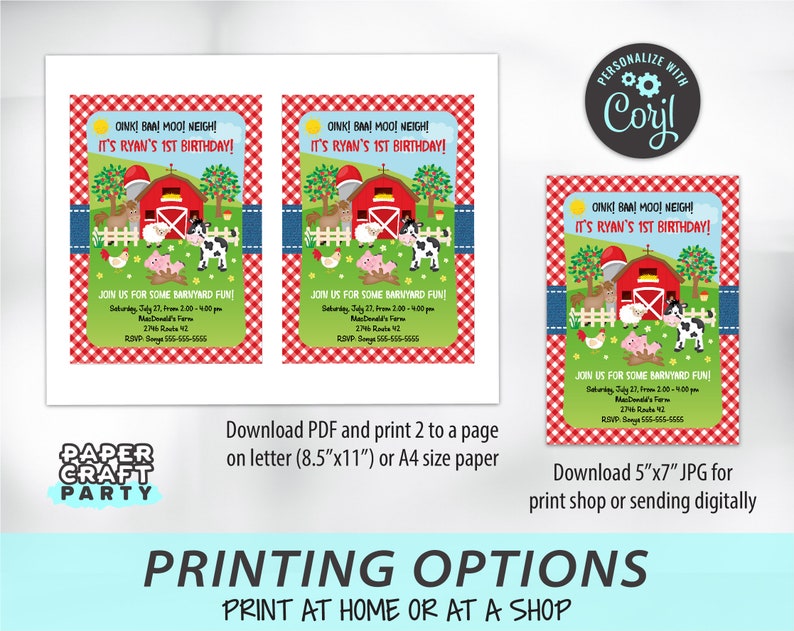 Farm Printable Party Kit Includes Invites and Decorations in - Etsy