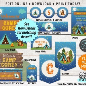 Camping Printable Invite, Backside & Thank You Note, Nature Woodland S ...