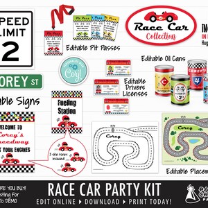 Race Car Printable Birthday Party Kit, Retro Vintage Race Car Party ...