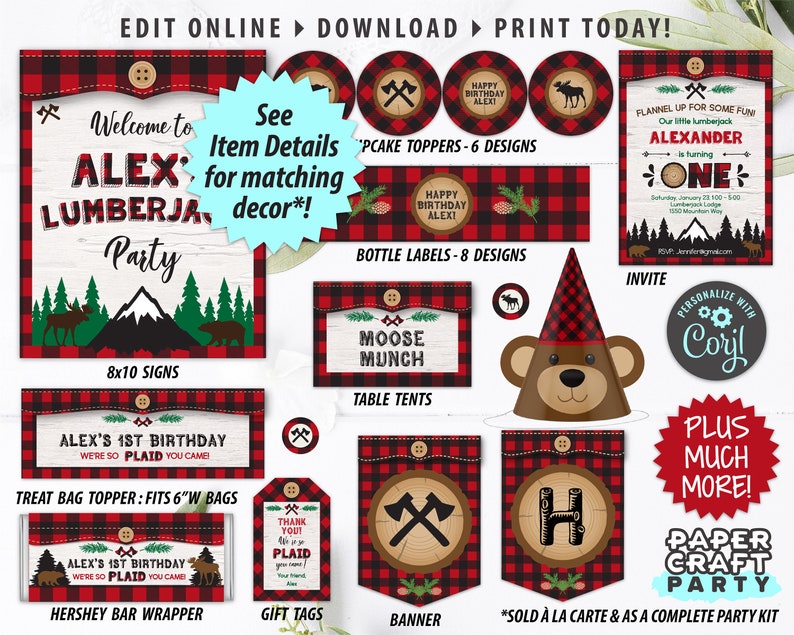 Lumberjack Party Printable Food Tents Place Cards Buffet - Etsy