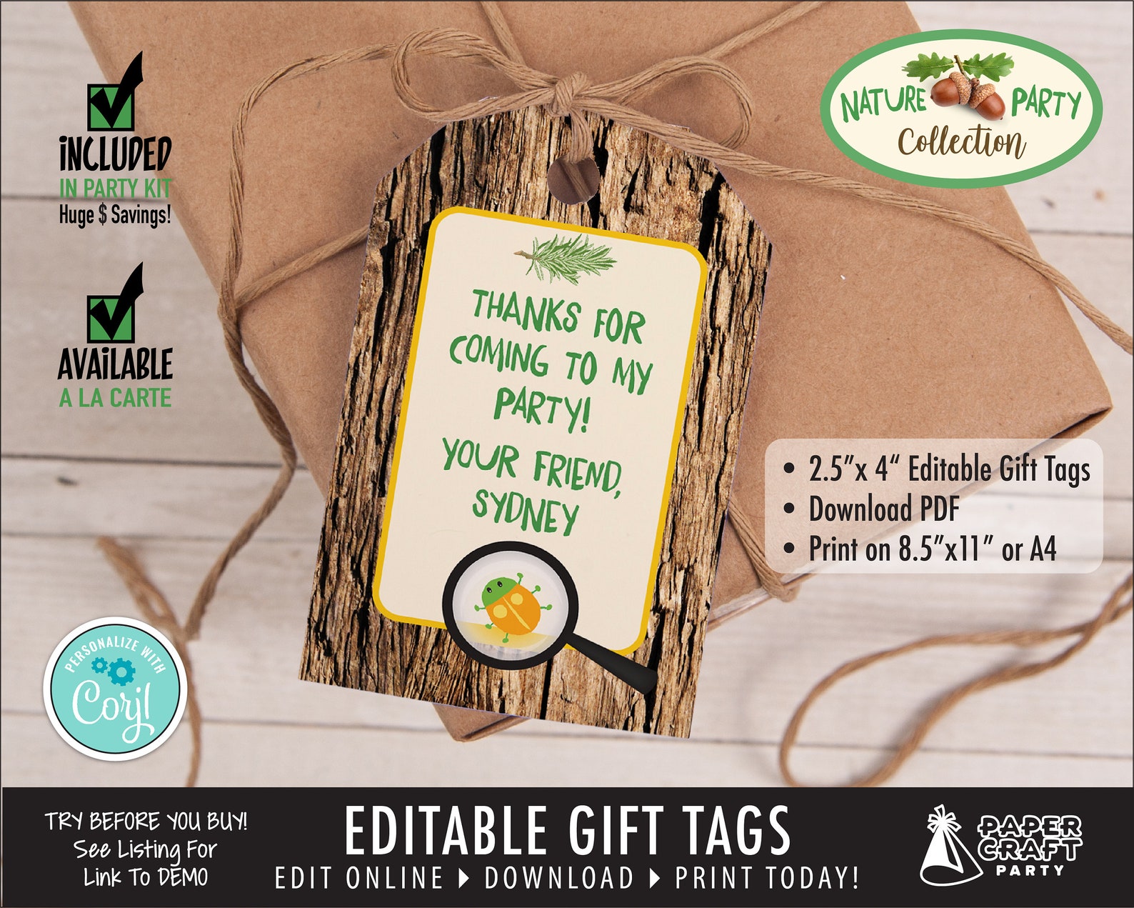 Scavenger Hunt Gift Tags, Party Printable Birthday Gift Tags, Hanging ...