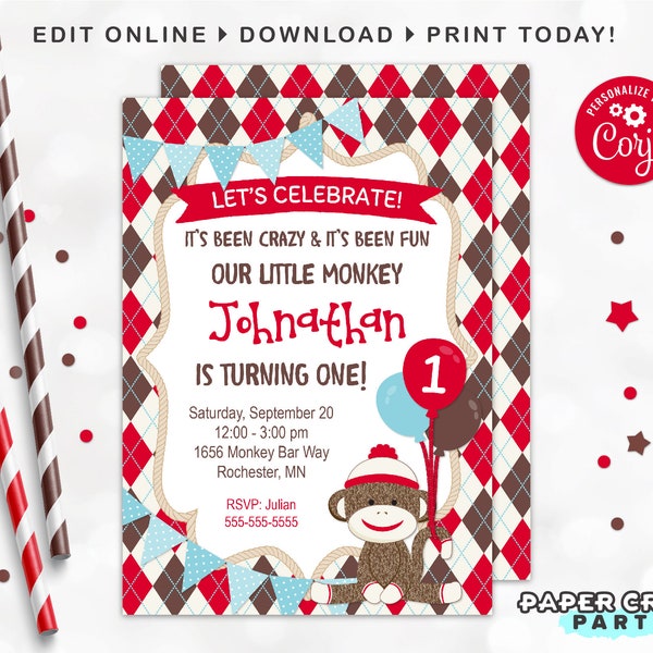 Sock Monkey Party - Etsy