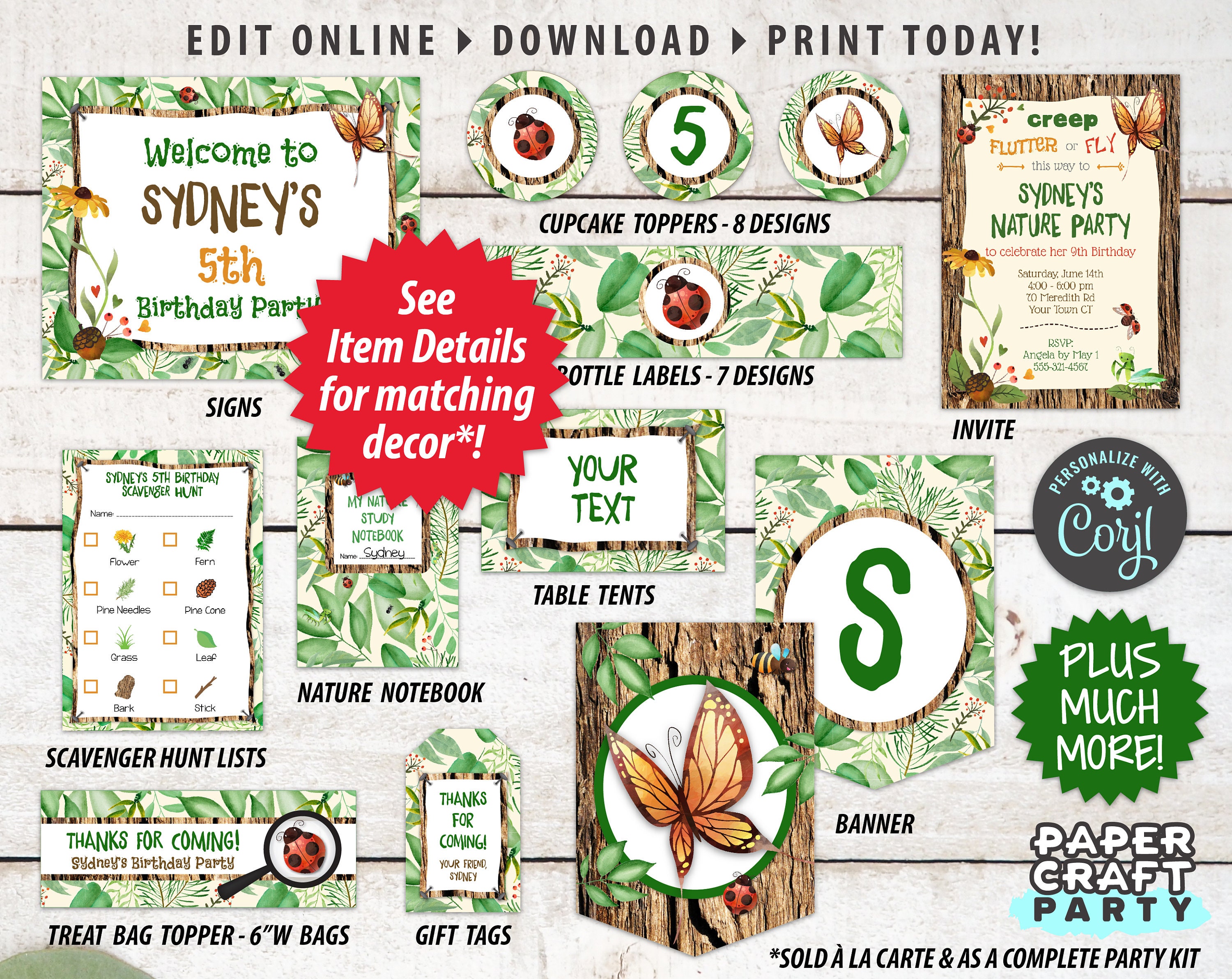 Nature Party Printable Birthday Banner, Bug Scavenger Party Banner ...