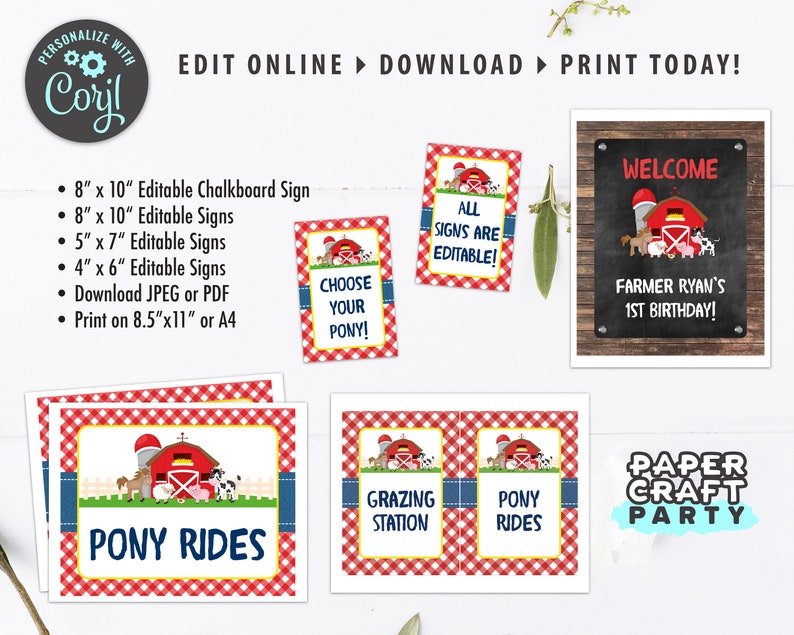 Farm Party Printable Welcome Sign & Party Signs 8x10 5x7 - Etsy