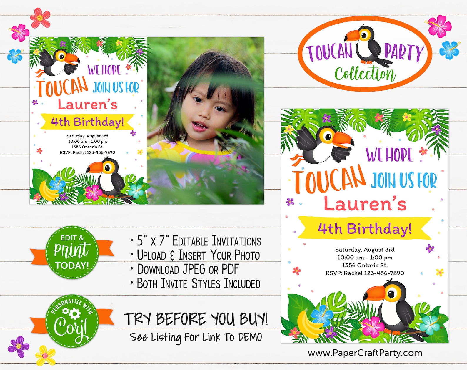 Toucan Party Printable Party Kit Includes Invites and - Etsy