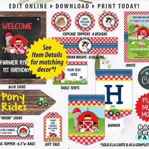 Farm Party Printable PHOTO Invitation and Thank You Note in RED ...