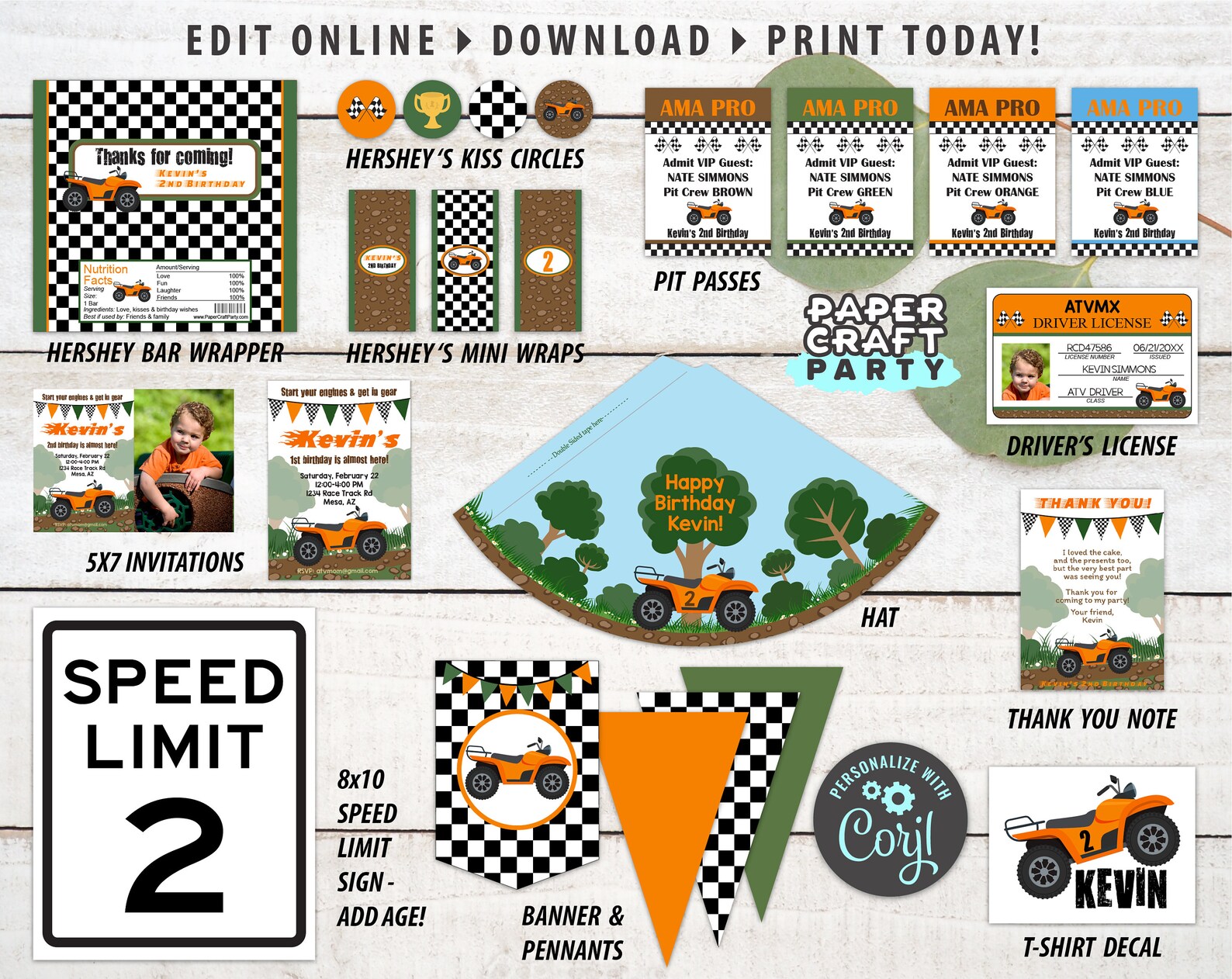 ATV Party Kit Thank You Note & Backside Included Quad - Etsy