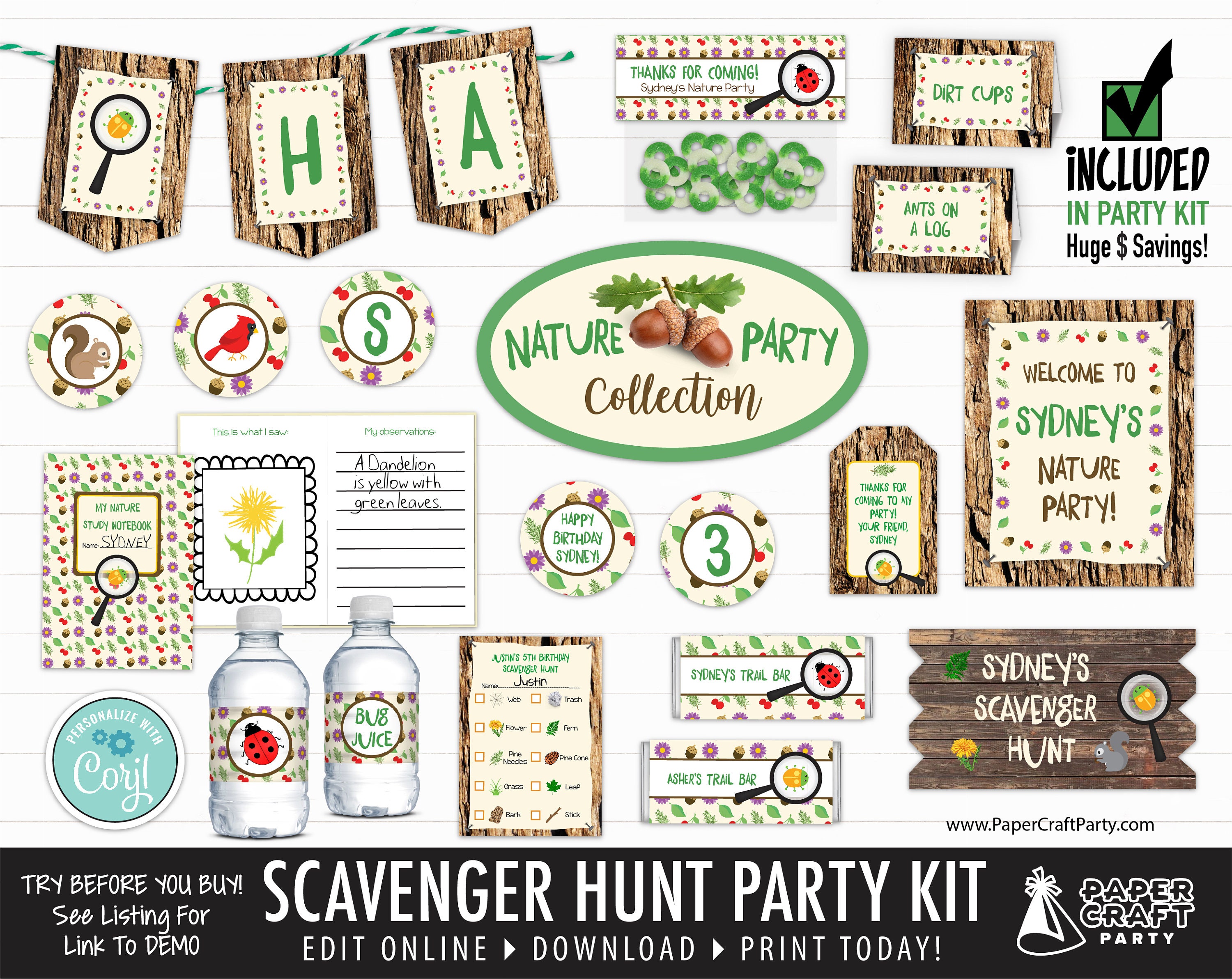 Scavenger Hunt Gift Tags, Party Printable Birthday Gift Tags, Hanging ...