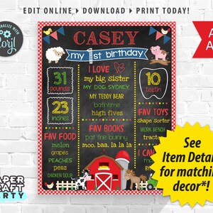 Farm Party Printable PHOTO Invitation and Thank You Note in RED ...