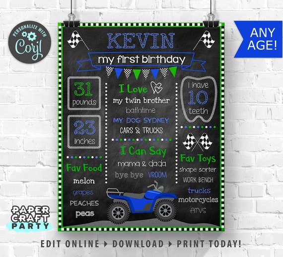 ATV Printable Chalkboard Milestone Poster for 1st 2nd 3rd 4th 5th ...