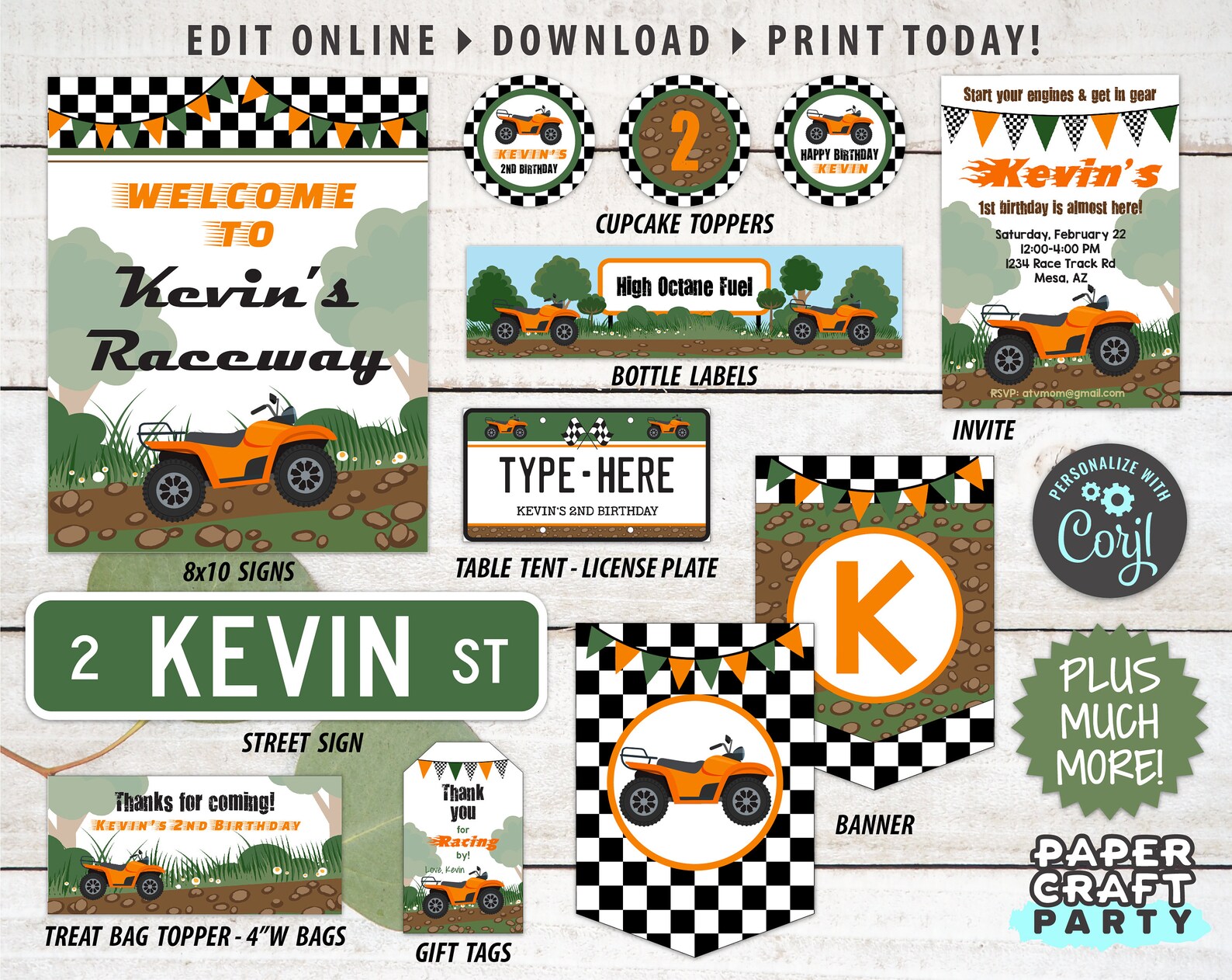 ATV Party Kit Thank You Note & Backside Included Quad - Etsy