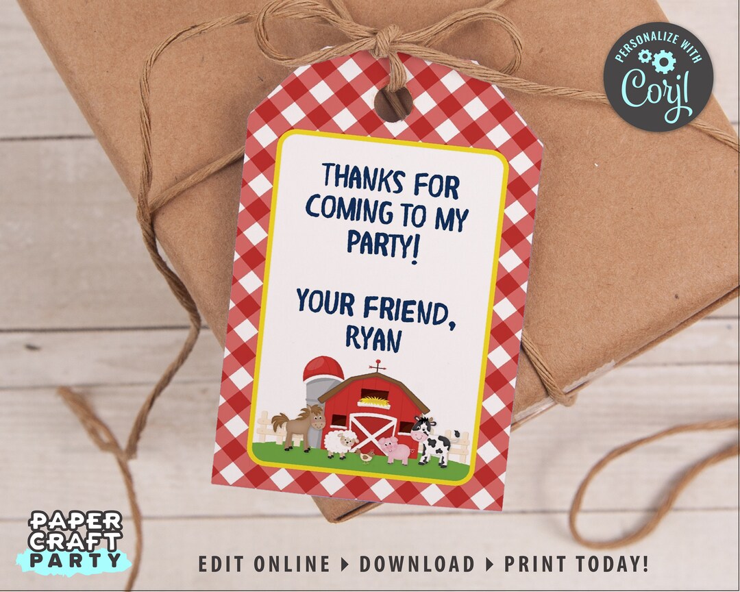 Farm Printable Gift Tags in Red, Edit Online + Download Today With Free ...