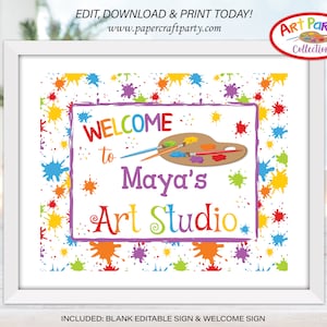 Art Paint Party Printable Welcome Sign & Party Signs, 8x10, Edit Online ...