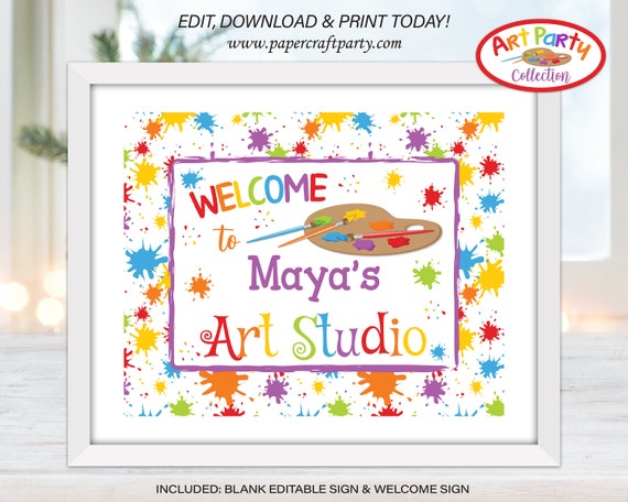 Art Paint Party Printable Welcome Sign & Party Signs 8x10 - Etsy