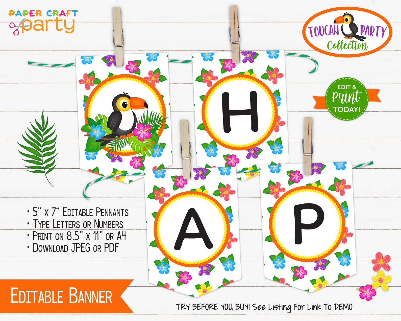 Toucan Party Printable Party Kit Includes Invites and - Etsy
