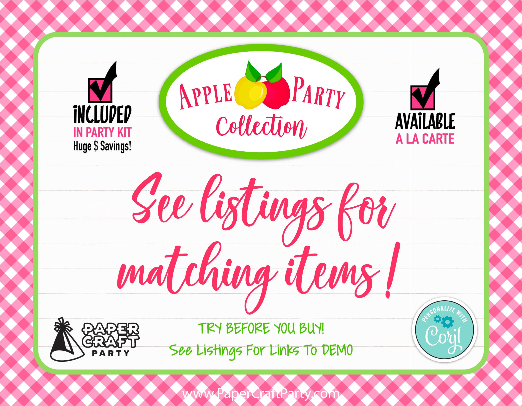 Apple Party Printable Birthday Gift Tags, Hanging Tags, Edit Online ...