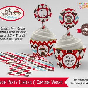 Sock Monkey Printable Birthday Banner, Edit Online + Download Today ...