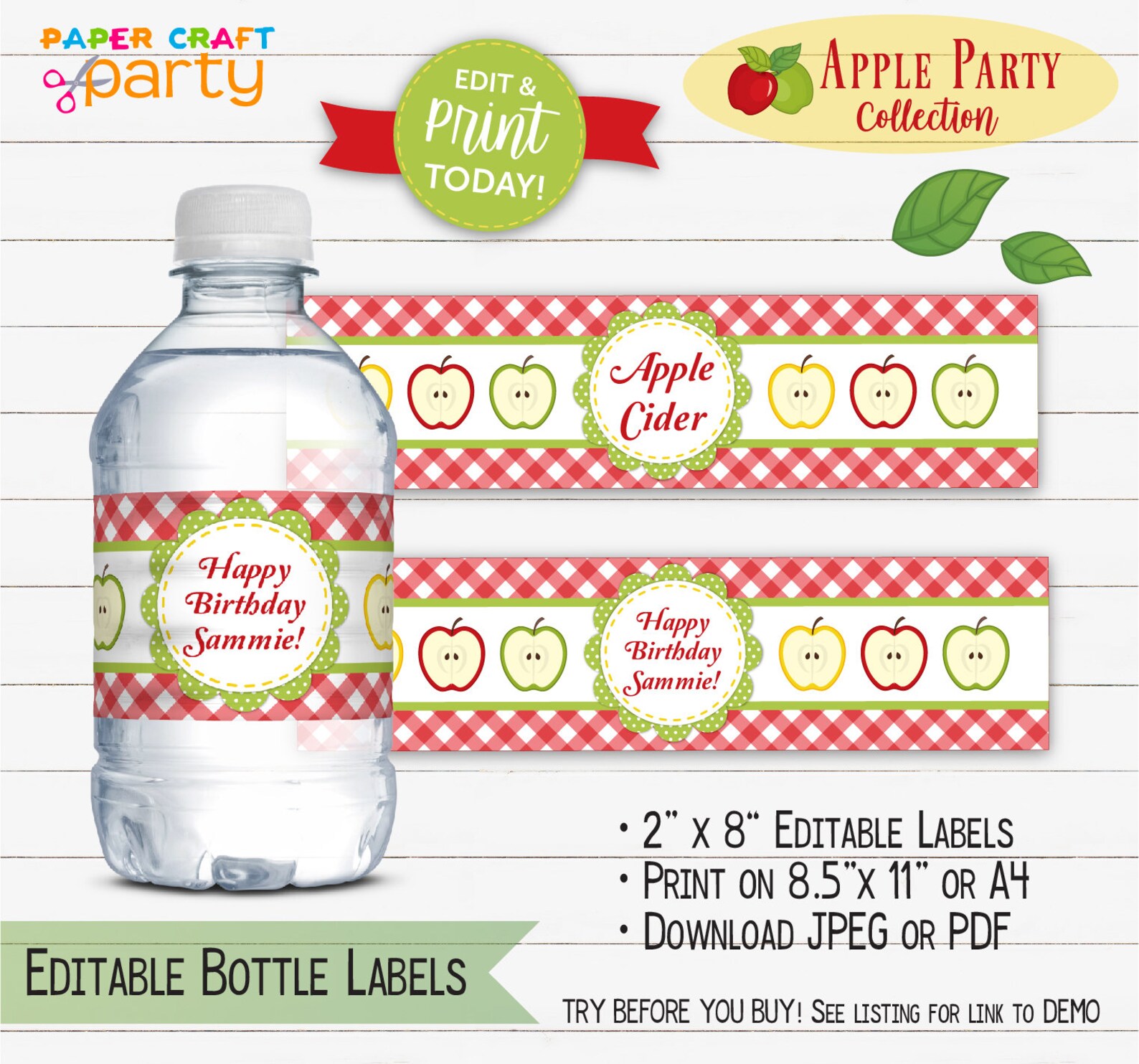 Apple Printable Party Kit Includes Invites and Decorations in - Etsy