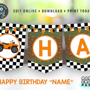 ATV Party Printable Birthday Banner, Edit Online + Download Today With ...