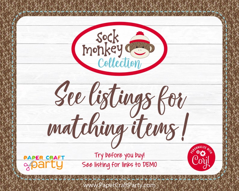 Sock Monkey Printable Gift Tags, Edit Online + Download Today With Free ...