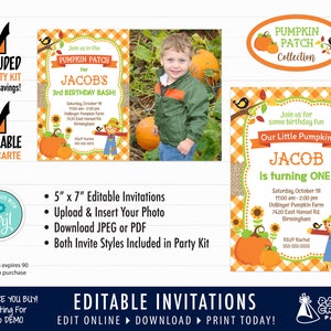 Pumpkin Patch Printable Party Kit Includes Invite and Decorations, Edit ...