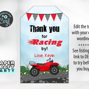 ATV Printable Gift Tags, RED ATV, Hanging Tags, Edit Online + Download ...