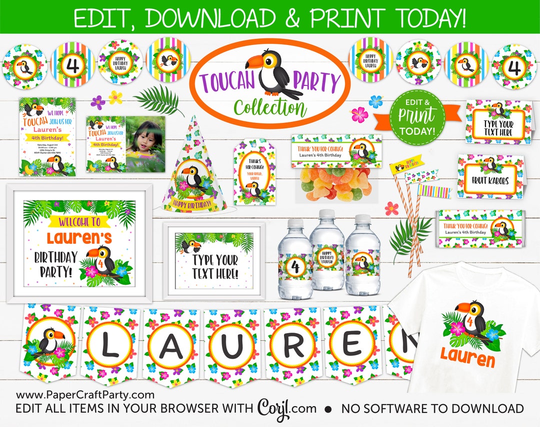 Toucan Party Printable Party Kit Includes Invites and - Etsy