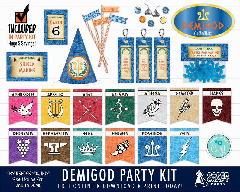 Printable Demigod Invite & Decorations Demigod Party Kit | Etsy