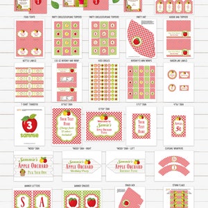 Apple Printable Party Kit Includes Invites and Decorations in RED, Edit ...