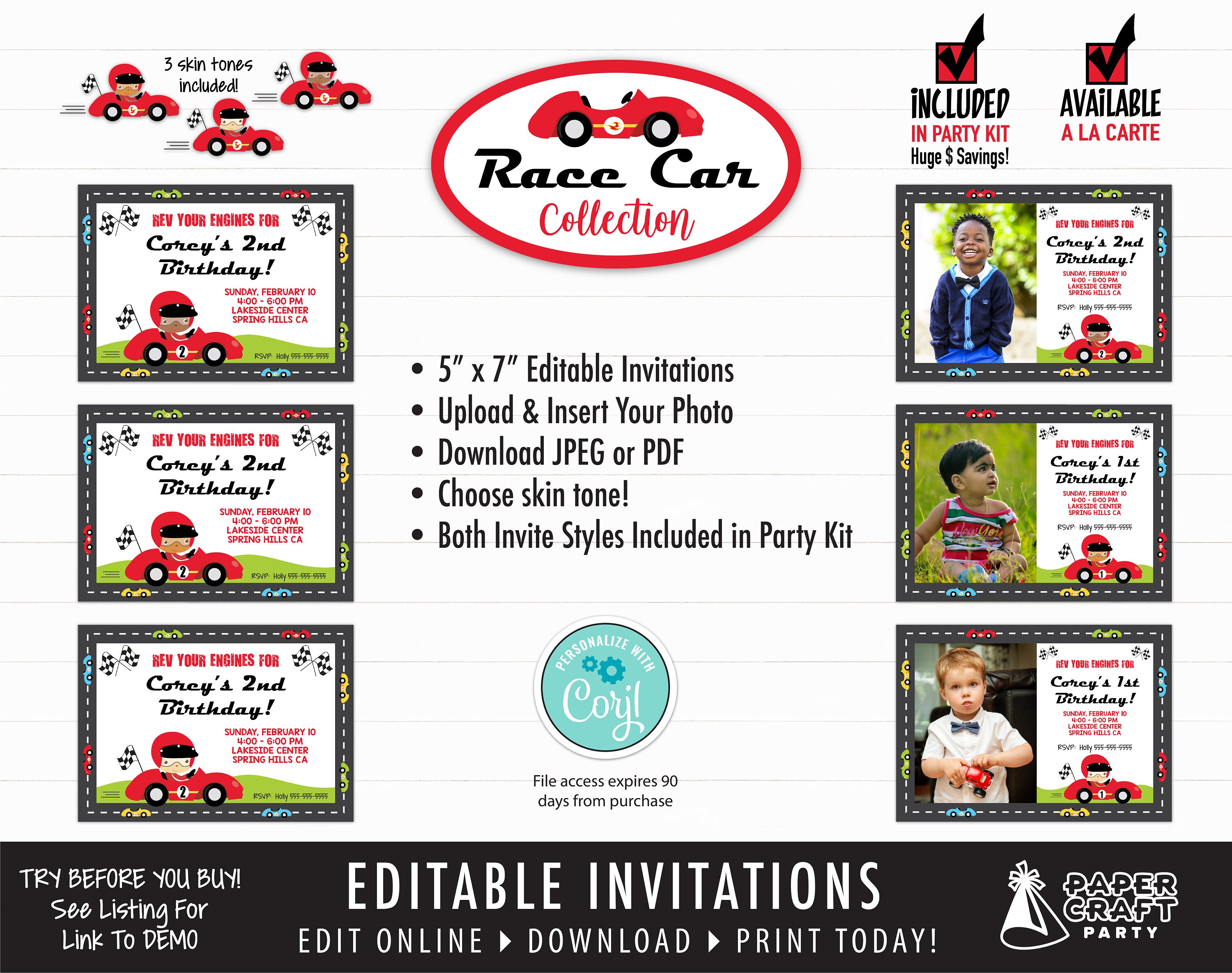 Race Car Printable Gift Tags, Edit Online + Download Today With Free ...