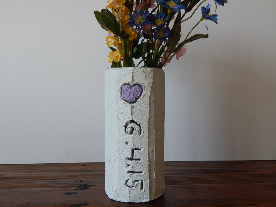 Handcrafted / Colored Cement / Personalized Vase / Cottage Chic / Home ...