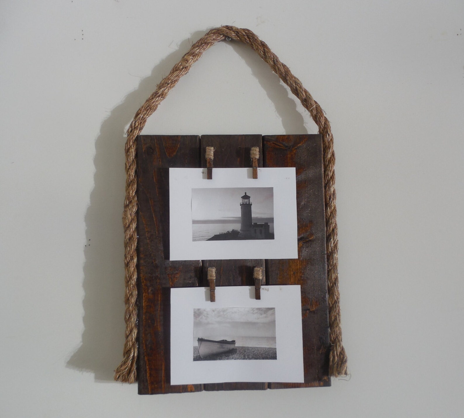 Beach Home Decor / Nautical Rope / Frame / Wall Hanging / Two 5x7 ...