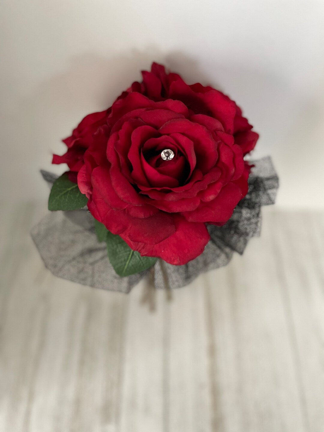 Posey Bouquet in Red Roses-ready TO SHIP - Etsy