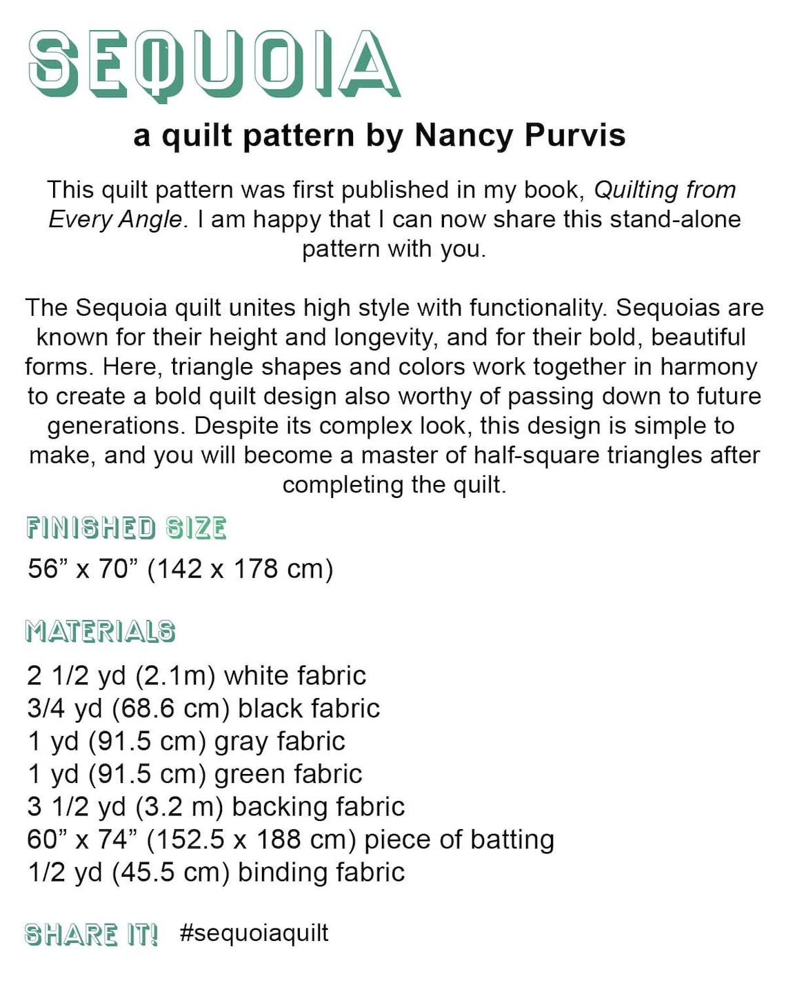 Sequoia PDF Quilt Pattern - Etsy