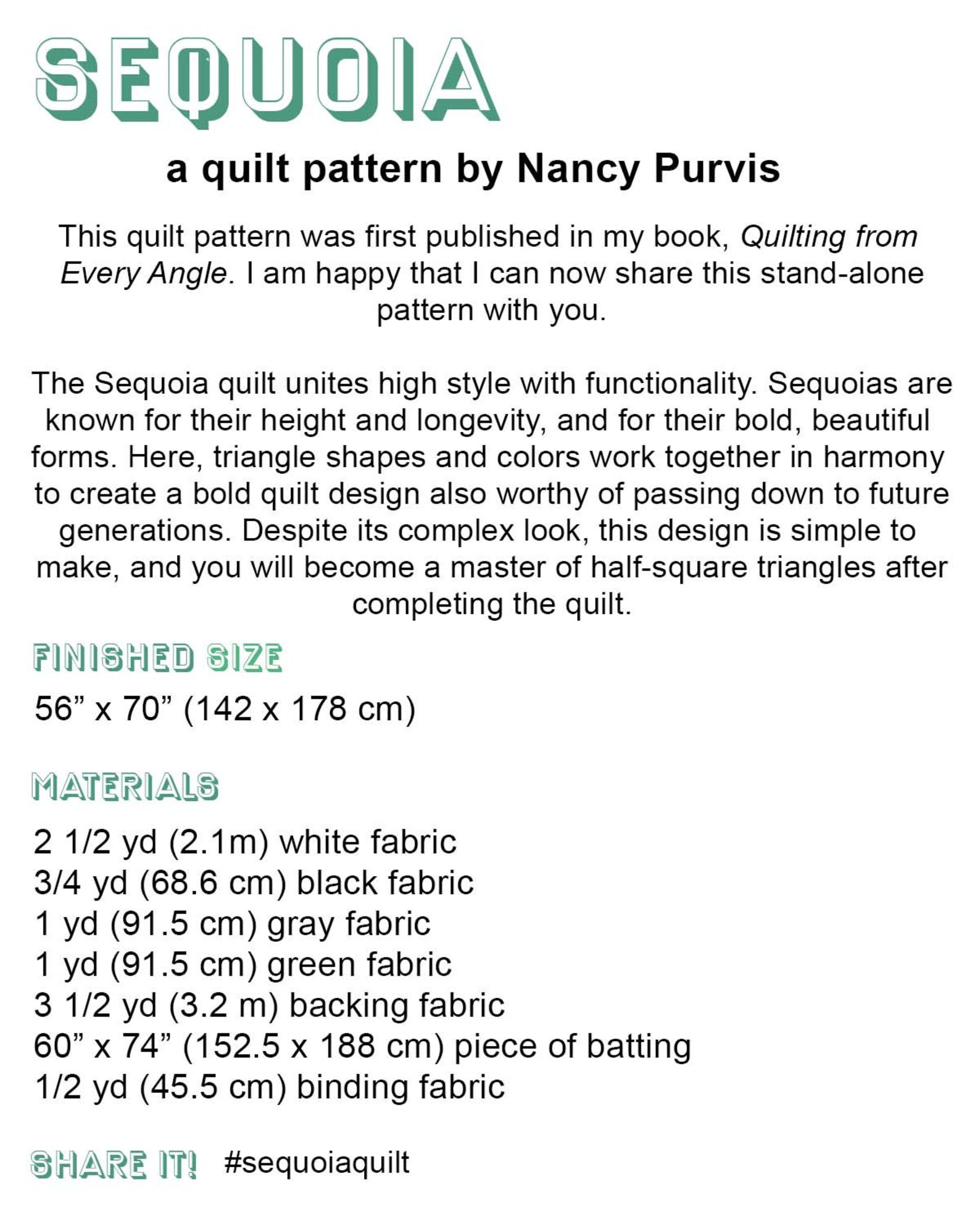 Sequoia PDF Quilt Pattern - Etsy