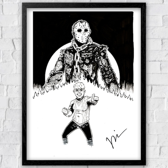 Original Drawing Print Of Friday The 13th Jason Voorhees
